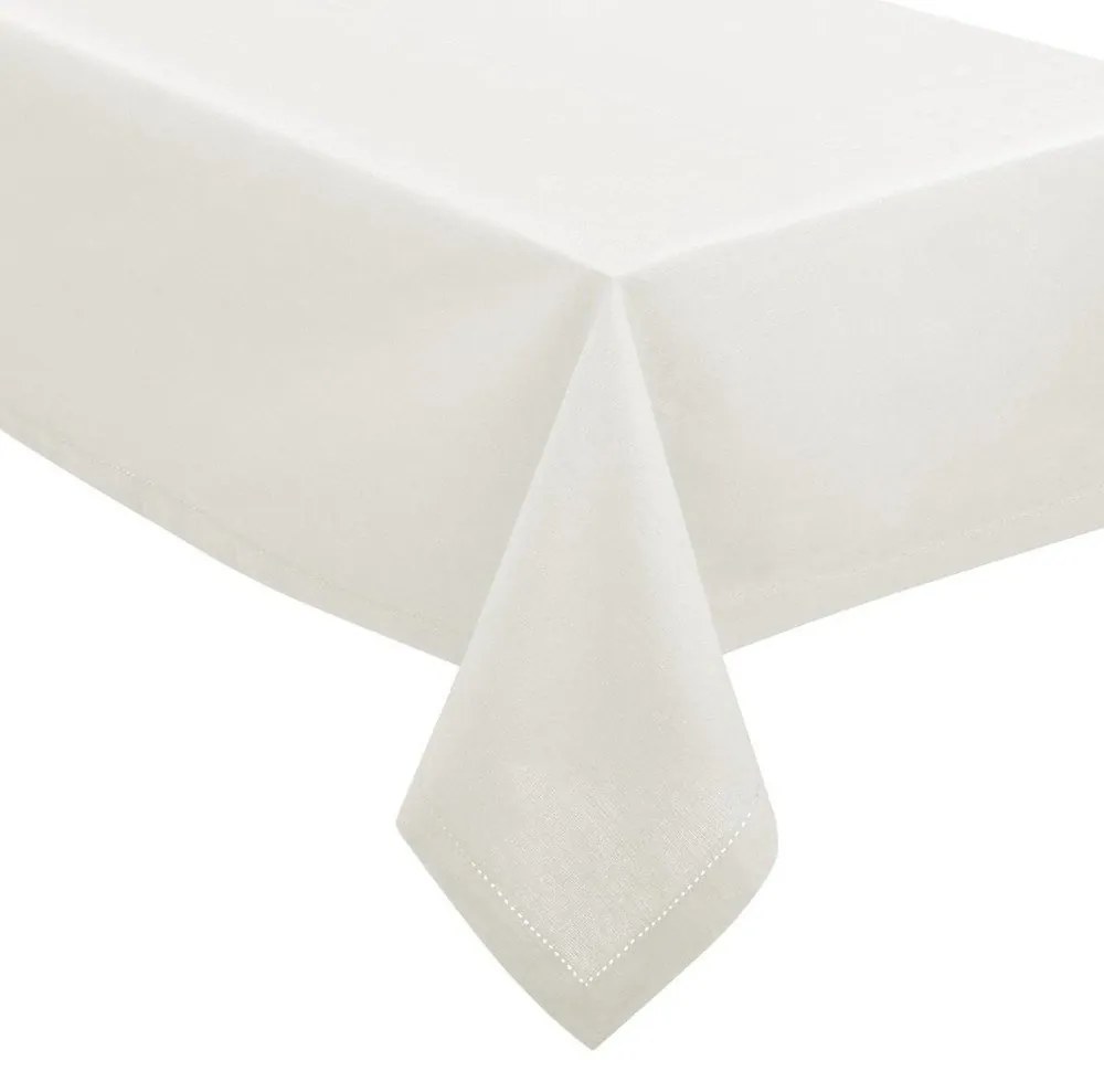 Stolní bavlněný ubrus s elegantním lemováním, bílá barva