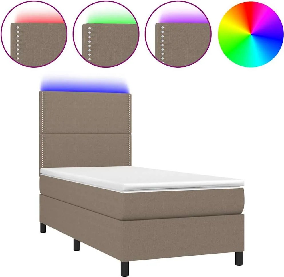 Box spring postel s matrací a LED taupe 90x200 cm textil 3134769