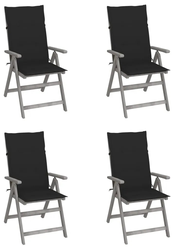 3065384 vidaXL Zahradní polohovací židle s poduškami 4 ks masivní akácie