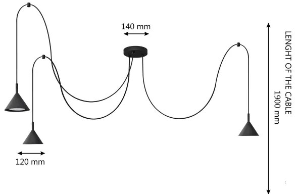 Lustr na lanku ETNA 3xGX53/10W/230V pavouk černá