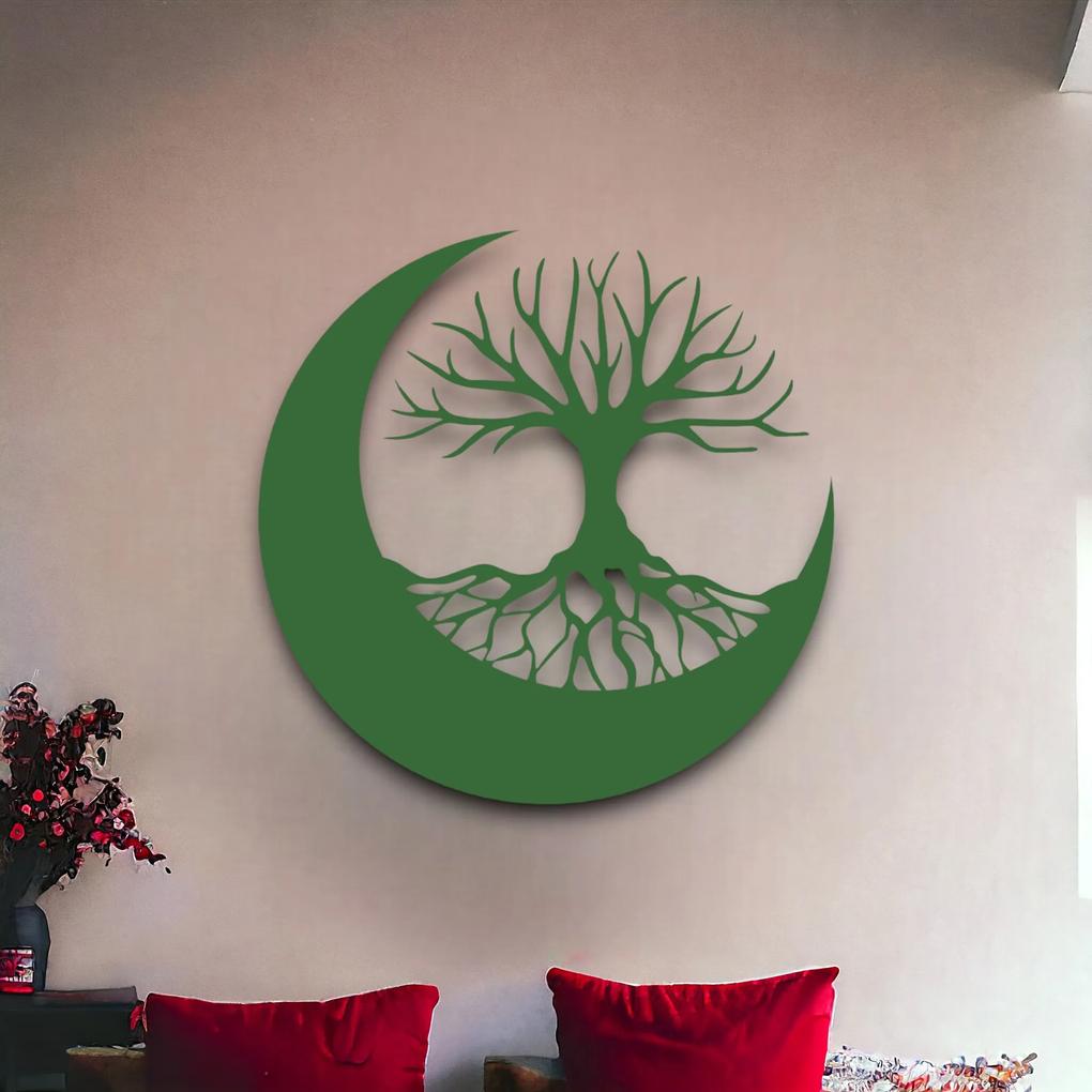 Strom života 16 - kovový obraz na zeď Velikost: 75cm, Barva: Green
