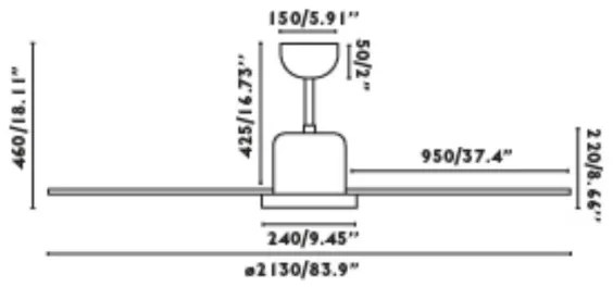 FARO 33462A - Stropní ventilátor ANDROS XL hnědá pr. 213 cm + dálkové ovládání