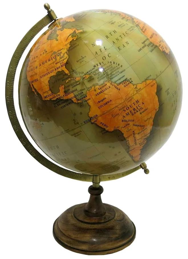 Dekorativní globus s dřevěným podstavcem a tělem z plastu Antic Line Globe,  ø 30 cm | BIANO