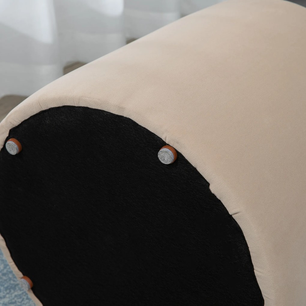 HOMCOM Otoman kulatý s úložným prostorem v béžovém sametovém vzhledu s odnímatelným víkem Ø44cm x 47,5cm jako odkládací stolek