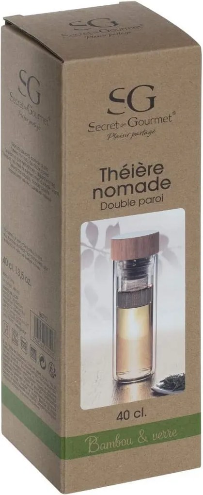 Čajovar, sklo a bambus, 400 ml