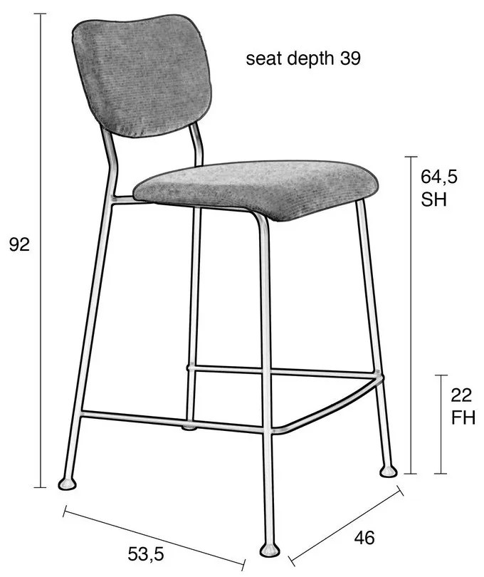 Tmavě modré barové židle v sadě 2 ks 92 cm Benson – Zuiver