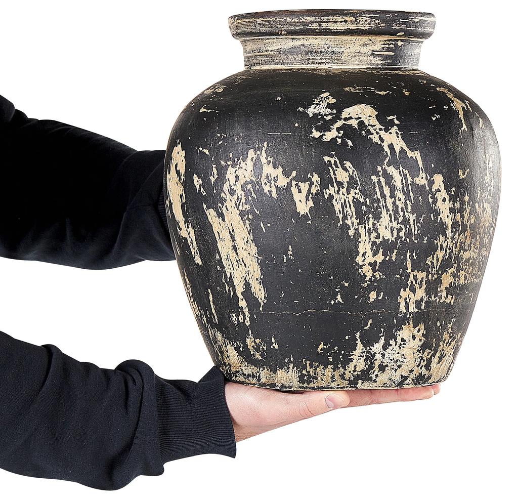 Pálená hlína Dekorativní váza 33 Černá Béžová LINDOS Beliani