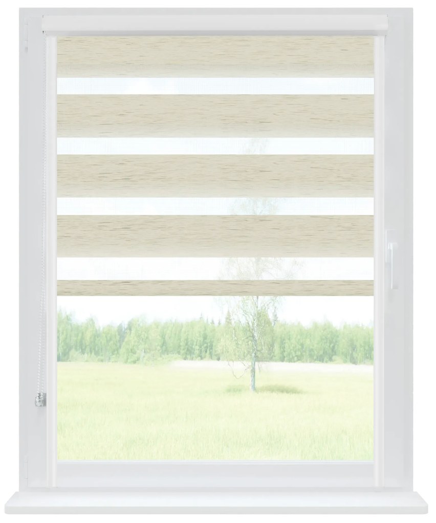 Dekodum Roleta den a noc v bílé kazetě premium, barva látky Béžová Šířka (cm): 127, Výška (cm): Standardní (do 150 cm), Strana mechanismu: Levá