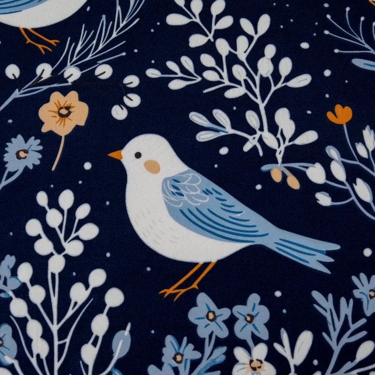 Prostěradlo z mikrovlákna DENIM BIRDS modré 180x200 cm
