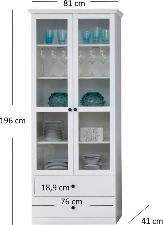Vitrína vysoká 2w2s bílý Brandson