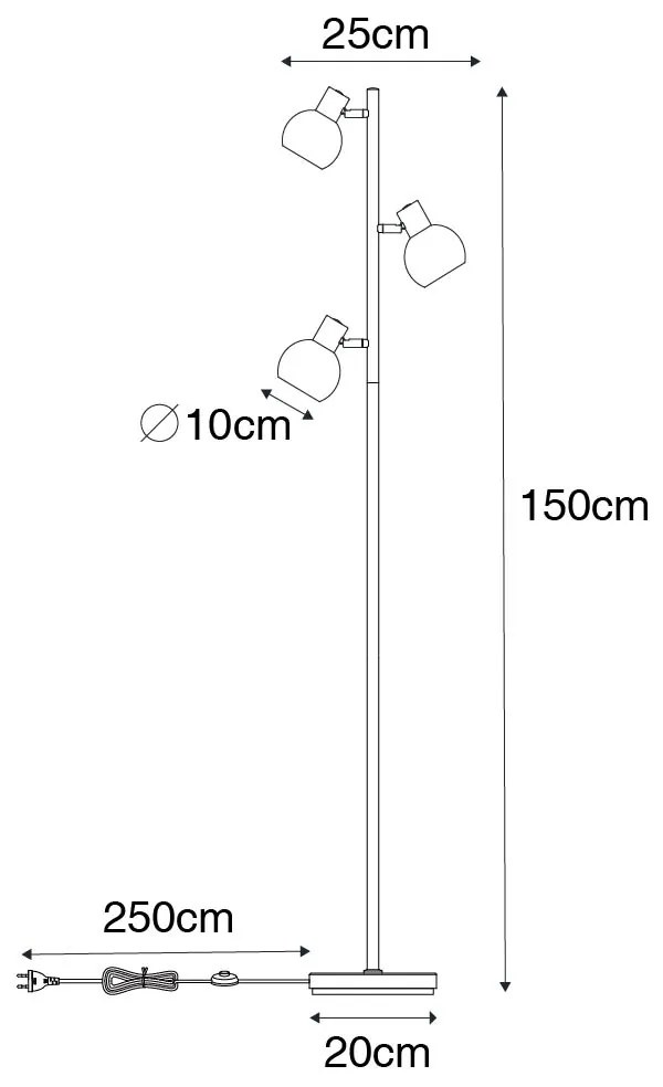 Stojací lampa Art Deco zlatá se zeleným sklem 3-světlo - Vidro