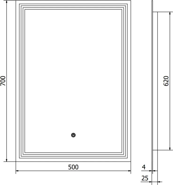 Mexen Taco, LED koupelnové zrcadlo s podsvícením 50x70 cm, 6000K, ochrana proti zamlžování, 9805-050-070-611-00