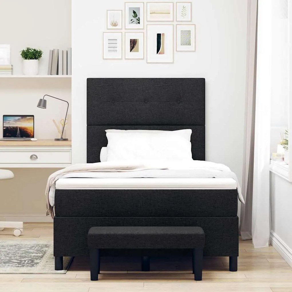 Postel s boxspringem s polštářem Černá 120 x 190 cm textil 3344053