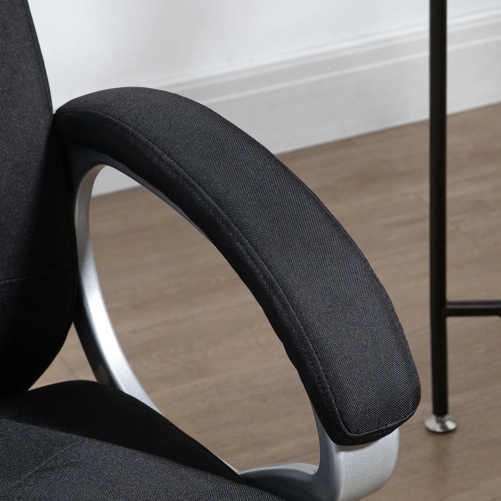 Kancelářská židle Vinsetto s nastavitelnými područkami, ergonomická kancelářská židle, houpací funkce, výškově nastavitelná, černá, len, 64x75x111-12…