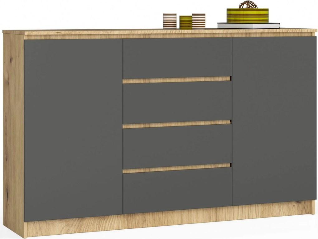 Komoda K160 2D4SZ dub artisan/grafitová šedá