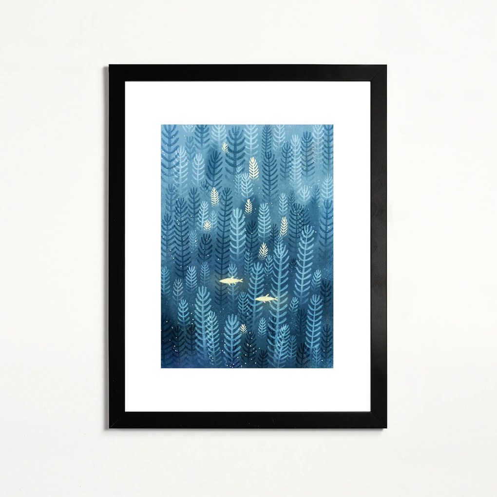 Linh Dao | Ryby Rám: Bílý, Velikost: 40 x 30 cm