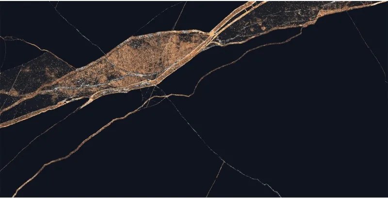 Mexen Fossil Černý vzorek glazované rektifikované dlaždice G1, podlahová-stěnová dlaždice, vysoký lesk - TL213-00-S