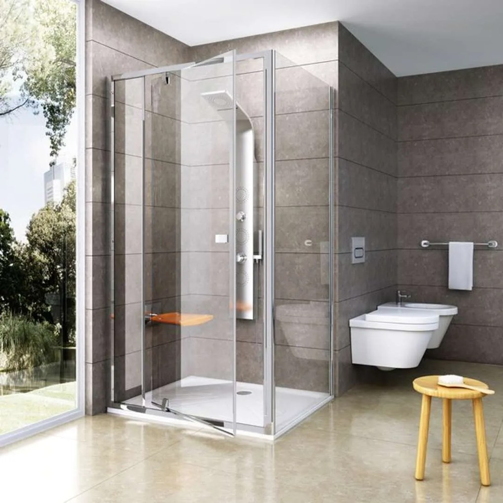 Ravak Pivot - Sprchová stěna PPS-100, 97-100 cm, satin/čiré sklo 90GA0U00Z1