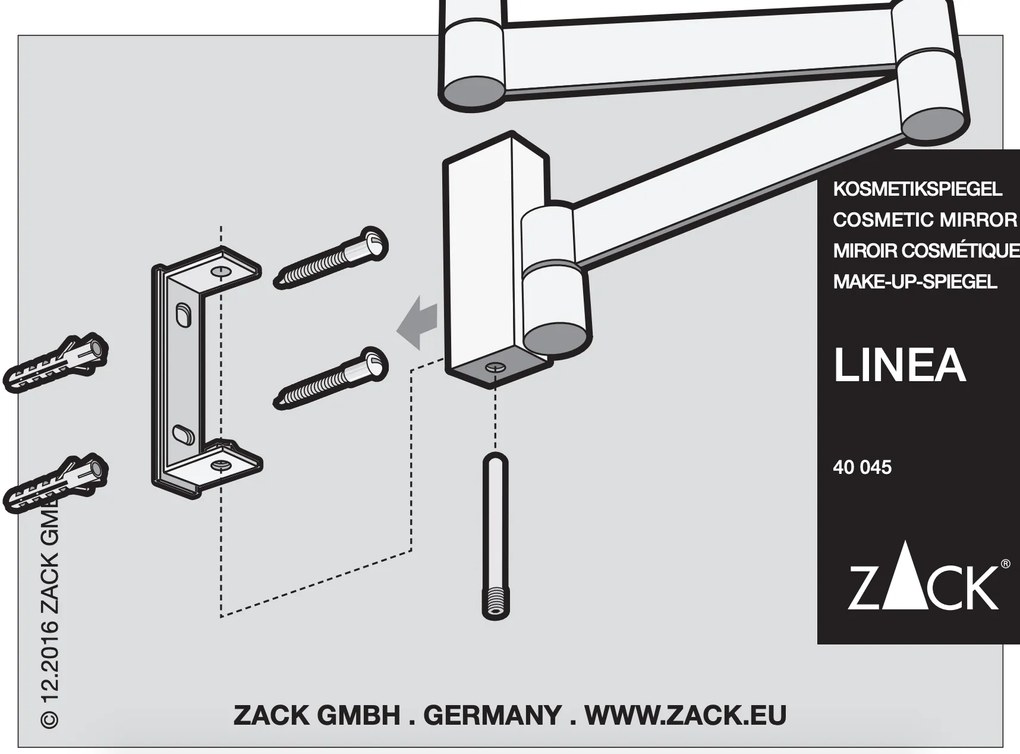 Nerezové kosmetické zrcadlo na stěnu LINEA lesklé ZACK