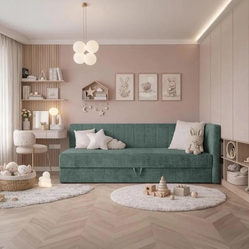 Válenda s úložným prostorem, 90x200, zelená, LUIZA Kondela 0000420659