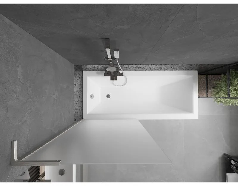 Mexen Next L, 1-křídlová vanová zástěna 80 x 150 cm, 6mm sklo námraza, 6mm čiré sklo, profil broušená ocel, 895-080-000-03-30-97