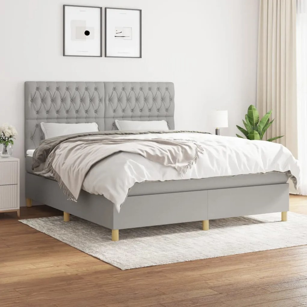 Box spring postel s matrací světle šedá 180 x 200 cm textil 3142593