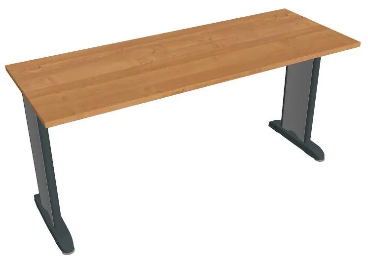 Stůl pracovní rovný 160 cm hl. 60 cm - Hobis Flex FE 1600 Dekor stolové desky: olše, Barva nohou: černá