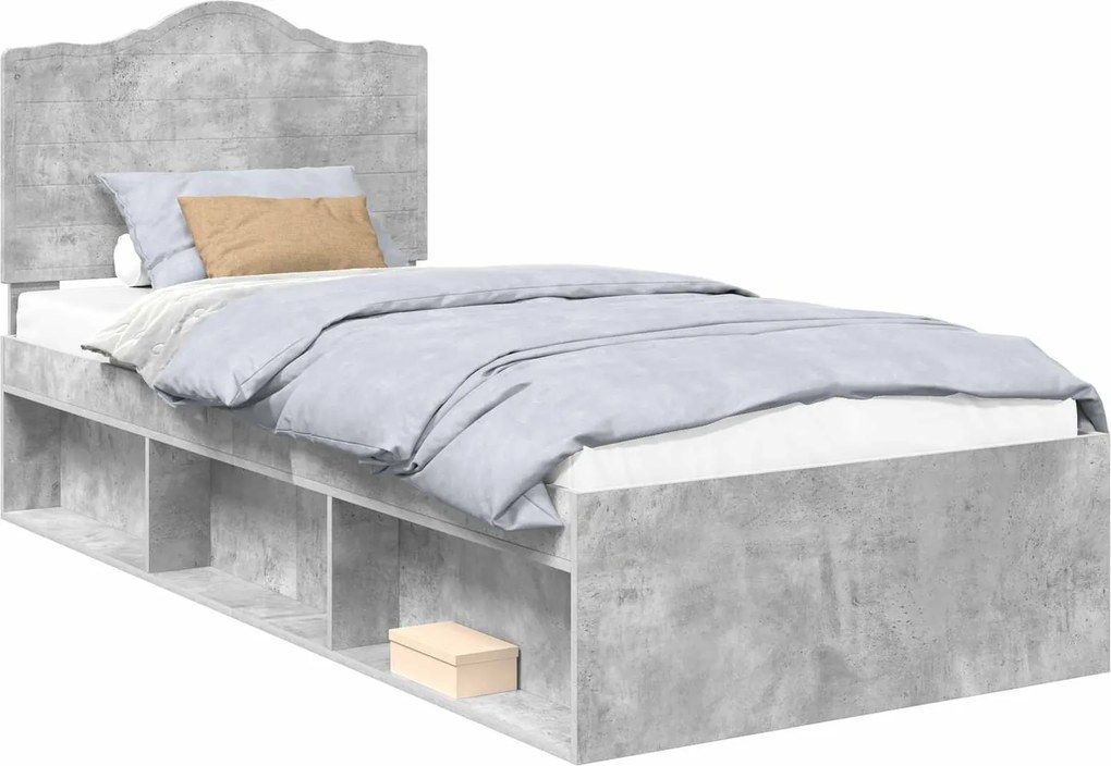 Rám postele Betonově šedá 90 x 190 cm Masivní borové dřevo 3413365