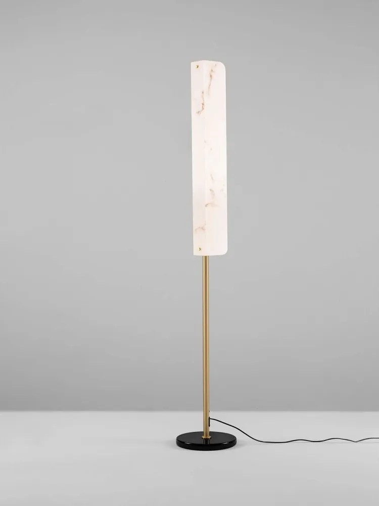 Krémová/v mosazné barvě LED stojací lampa v dekoru mramoru (výška 160 cm) Aider – Nova Luce