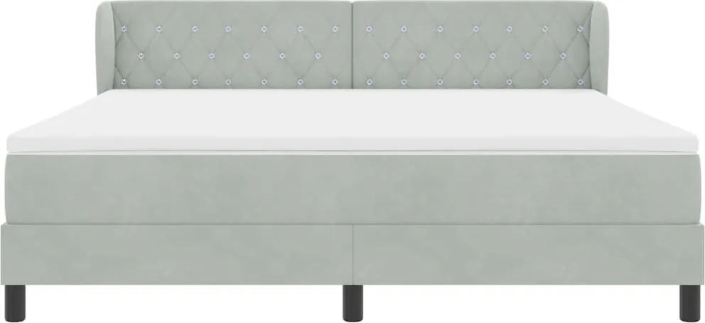 Postel s boxspringem s čelo Světle šedá 180 x 200 cm samet 3340346
