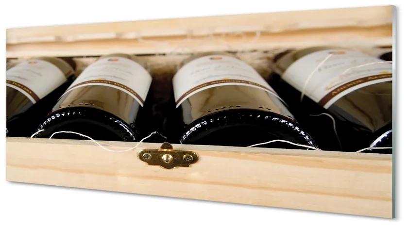 akrylový obraz Láhve vína v krabici 120x60 cm