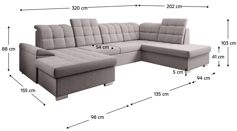Kondela Rozkládací sedací souprava, šedobéžová Taupe, pravá, OREO U