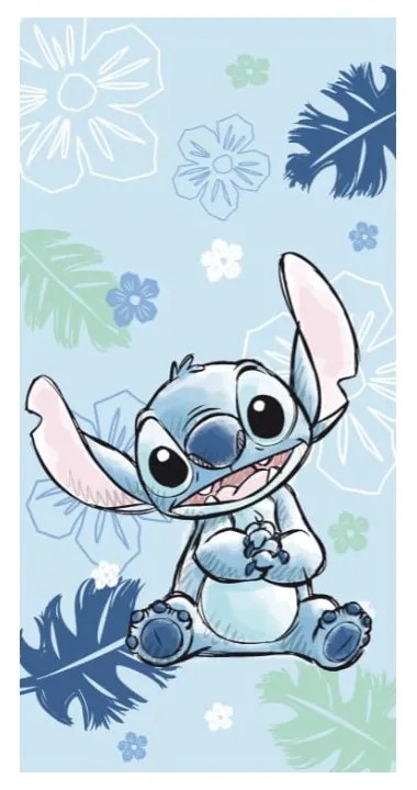 Modrá bavlněná dětská osuška 70x140 cm Lilo and Stitch "Ohana Blue" – Jerry Fabrics