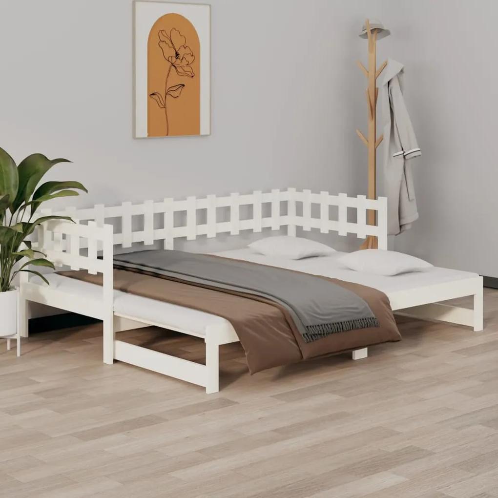 Výsuvná postel bílá 2x (80 x 200) cm masivní borovice,  820767