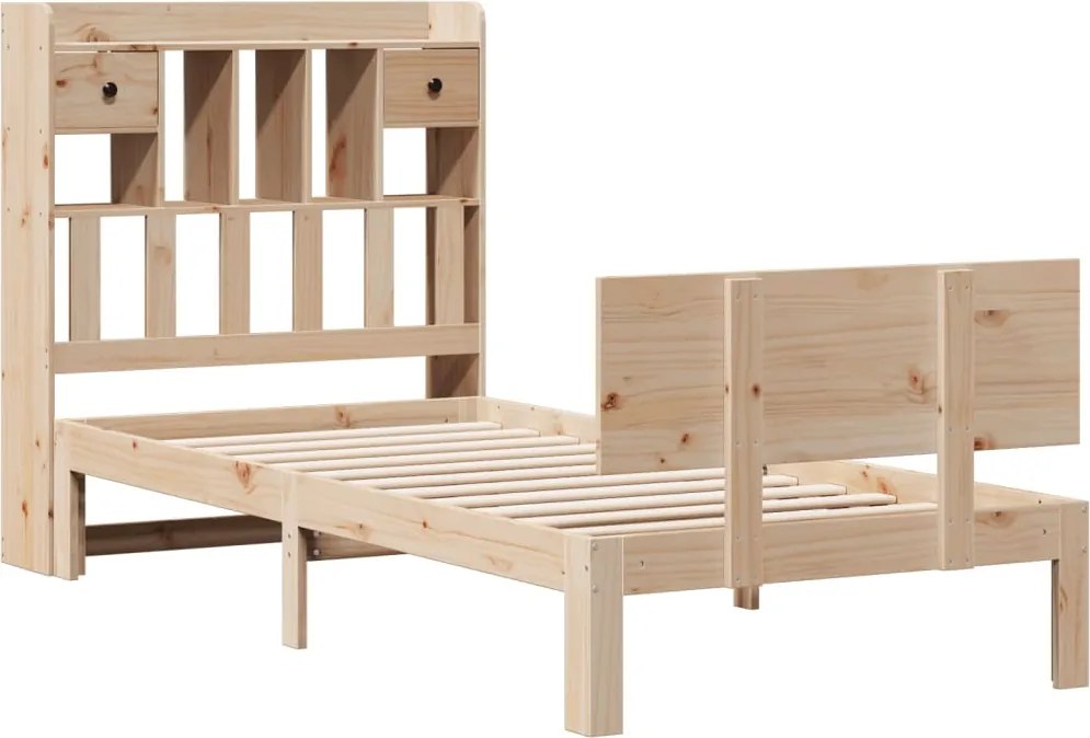 Postel s knihovnou bez matrace 90 x 190 cm masivní borovice 3322678