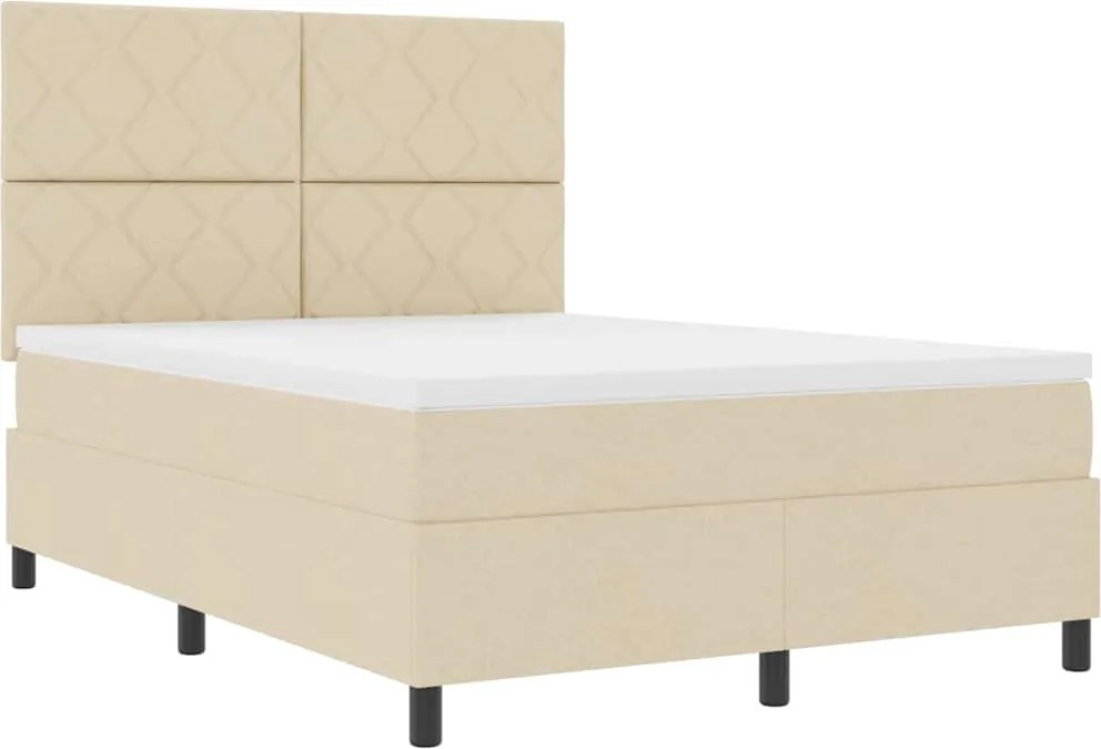 Postel s boxspringem s čelo Krémová 160 x 200 cm textil 3339481