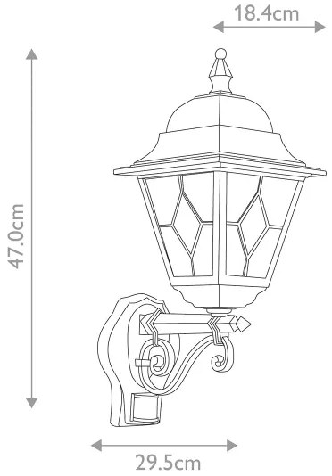 Elstead NR1-PIR-BLACK - Venkovní nástěnné svítidlo NORFOLK 1xE27/100W/230V IP43
