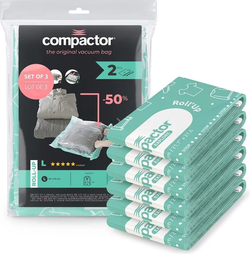 Vakuové pytle v sadě 6 ks Roll-Up – Compactor
