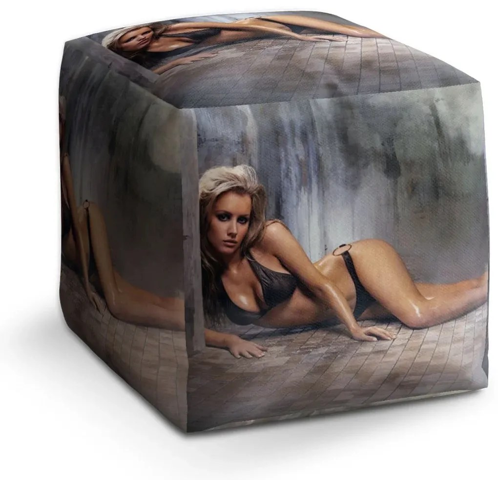 Sablio Taburet Cube Sexy žena - 40x40x40 cm