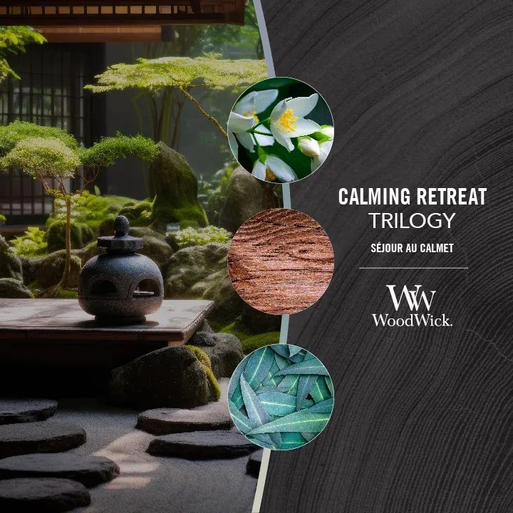 WoodWick – Trilogy svíčka Calming Retreat (Uklidňující a relaxační) Velikost: velká 609 g