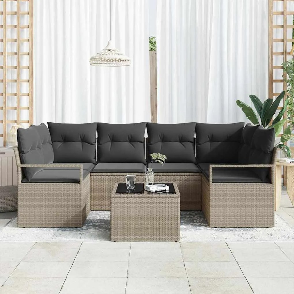 Set pohovek 7 ks 6-Počet míst Světle šedá a tmavě šedá 3346282