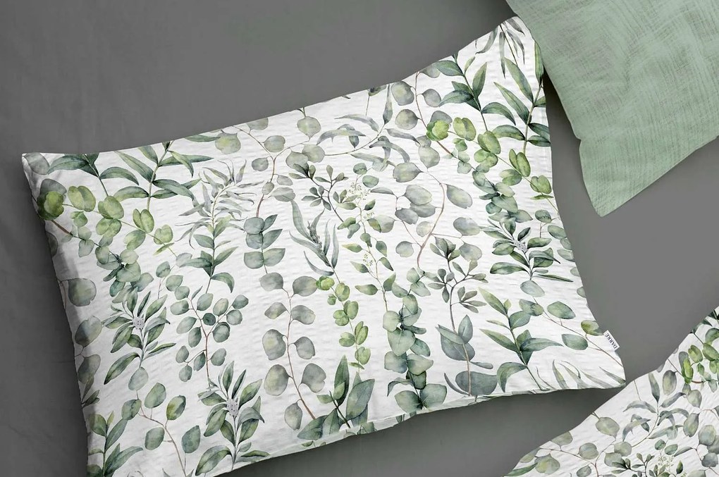 Krepové povlečení Listy eukalyptu Velikost: 140 x 200 + 70 x 90