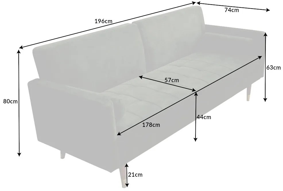 Designová rozkládací sedačka Walvia 196 cm zelená