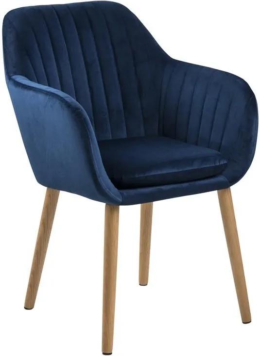 Jídelní židle Milla s prošíváním, samet, modrá