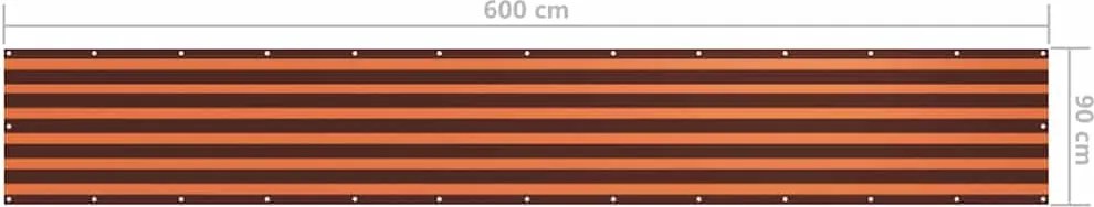 Balkónová zástěna oranžovo-hnědá 90 x 600 cm oxfordská látka 134931