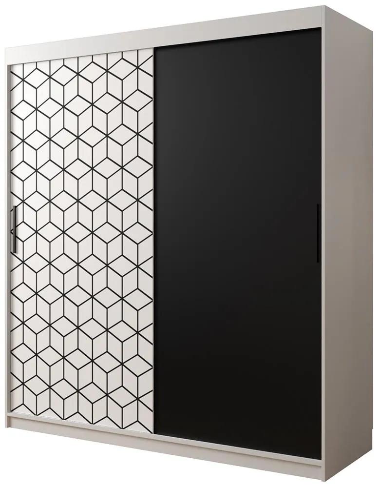 Šatní skříň Plaster | 180 cm | bílá/černá