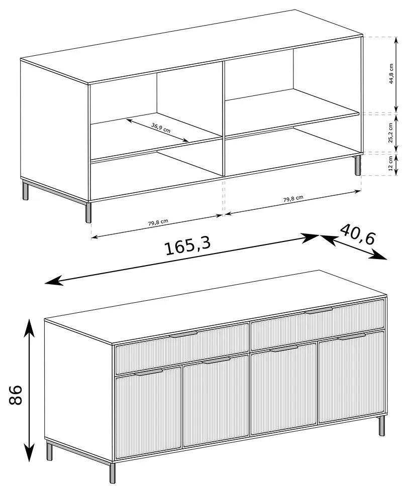 STYLES k | komoda LS-1 | 165 cm | 3D povrch | kašmír