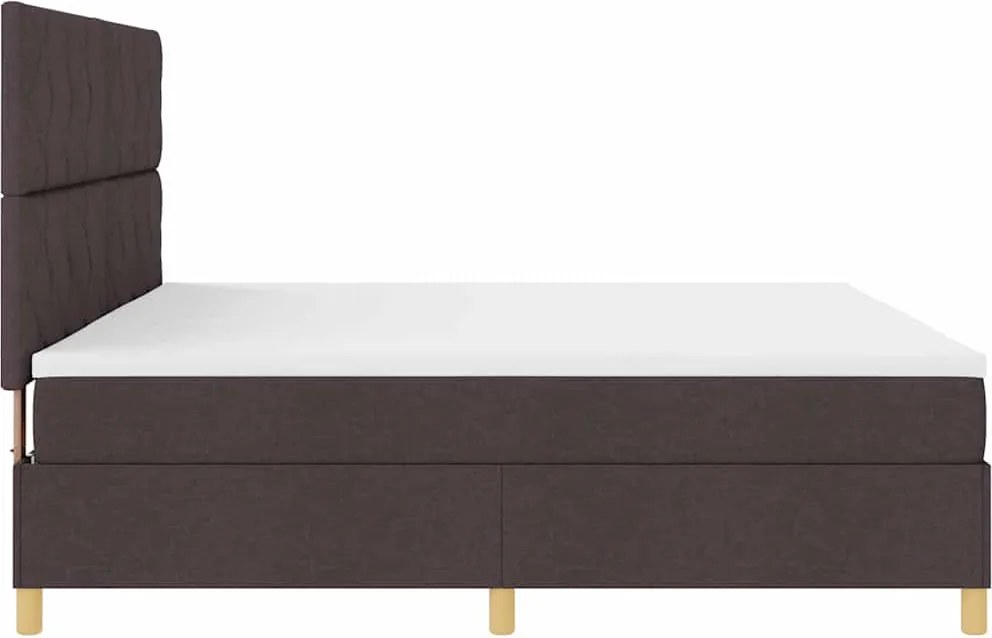 Postel s boxspringem s čelo Tmavě hnědá 200 x 200 cm textil 3339724