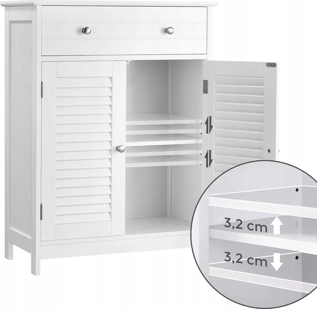 Koupelnová Skříňka Stojící Se Zásuvkou Bílá 60 CM