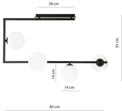 Lustr na tyči SOMA 4xE14/10W/230V černá/bílá
